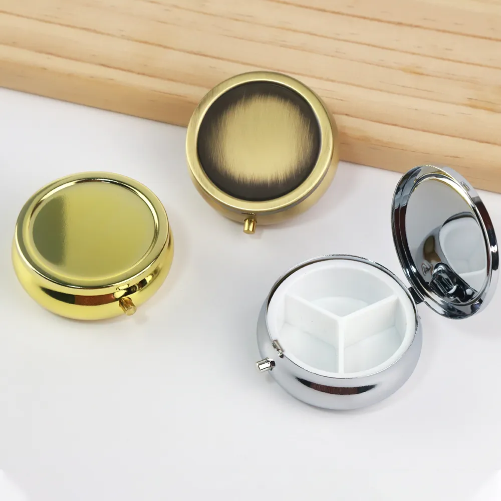 Portable Metal Pill Box Container, 3 Cell Medicine Pill Case for DIY ...