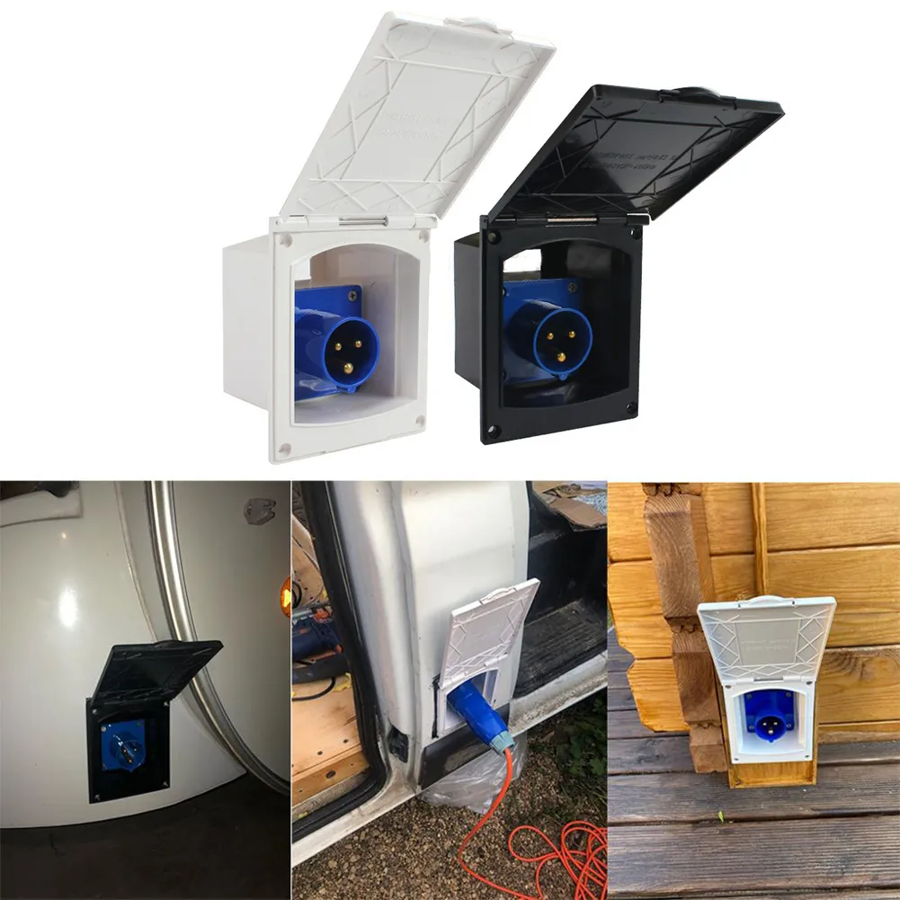 RV Camper 220V 240V 16A Waterproof External Flush Hook Up Plug Socket ...