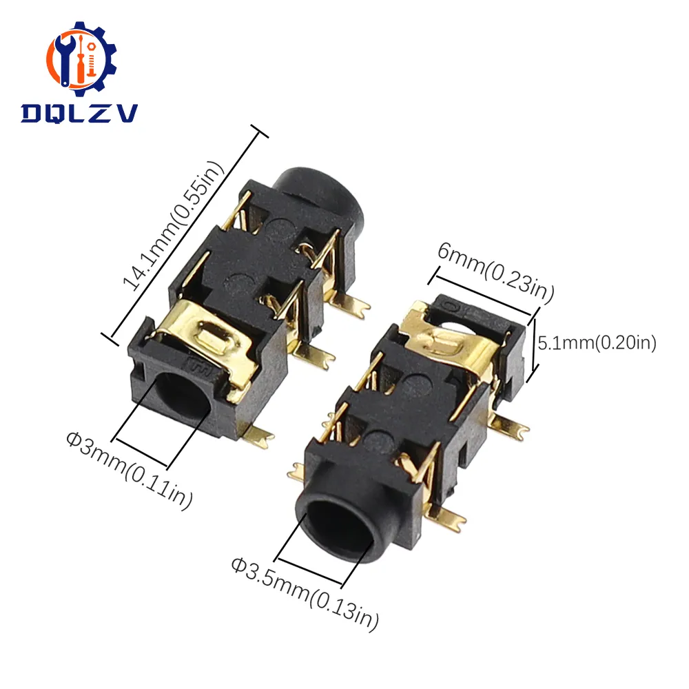 Gold-Plated 5 Pin SMT 3.5 headphone jack Socket for Women - PJ-327A