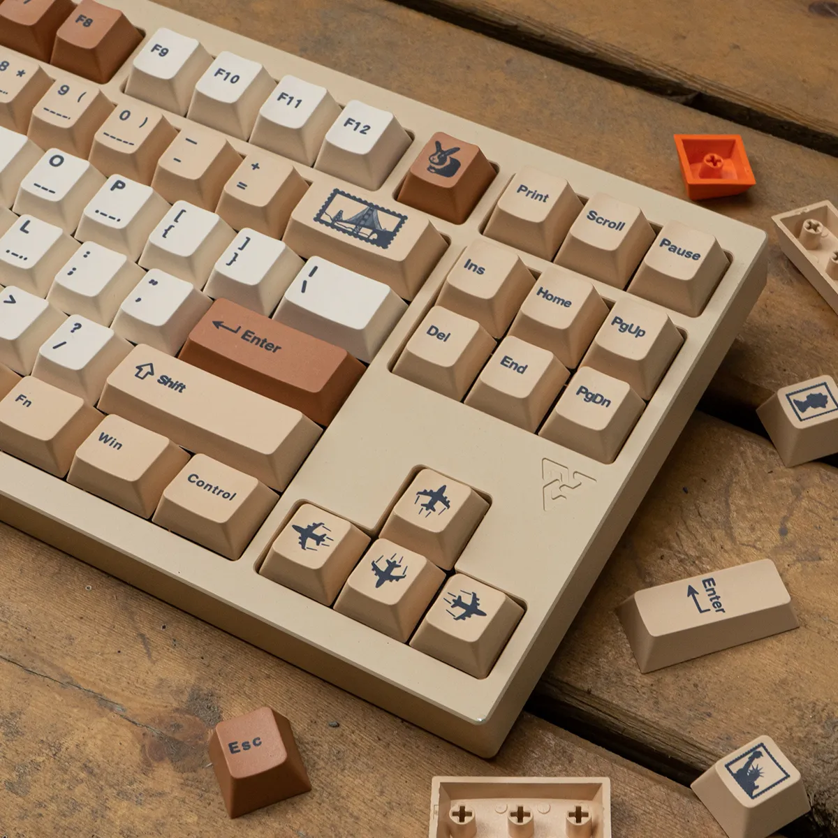 GMK Ginkgo/Stamp Keycap Set - 143 Keys, Retro PBT Dye-Sub, 1.75U 2.25U ...