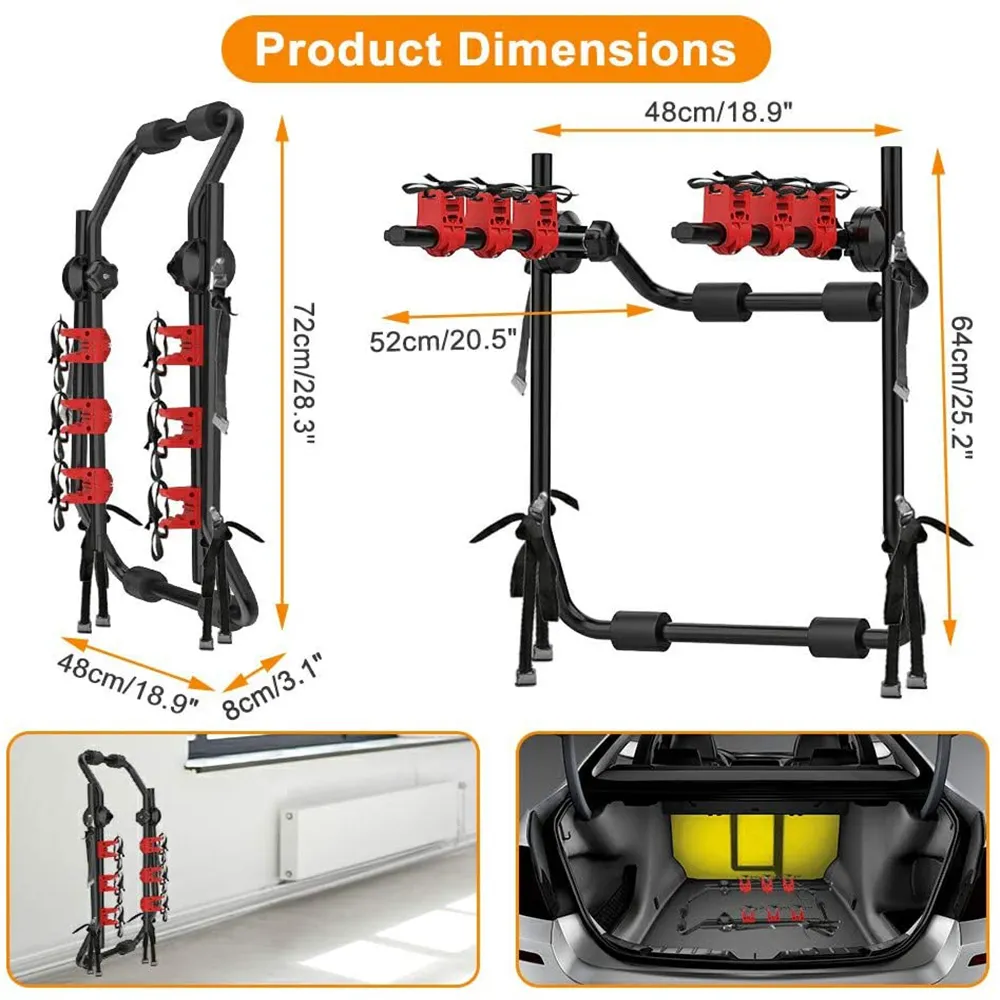 Foldable Bike Rack Carrier For Hatchback, Saloon, Minivan Universal ...
