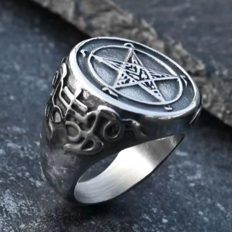 Devil Satan Pentacle Ring Baphomet Goat Goth Punk... From Ddmyday, $18. ...