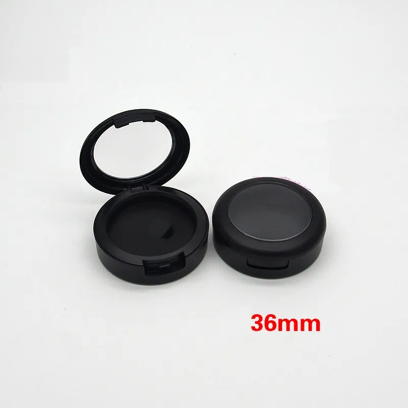 36mm Empty Cosmetic Compact: Frost Black Blusher Box, Plastic Eyeshadow ...