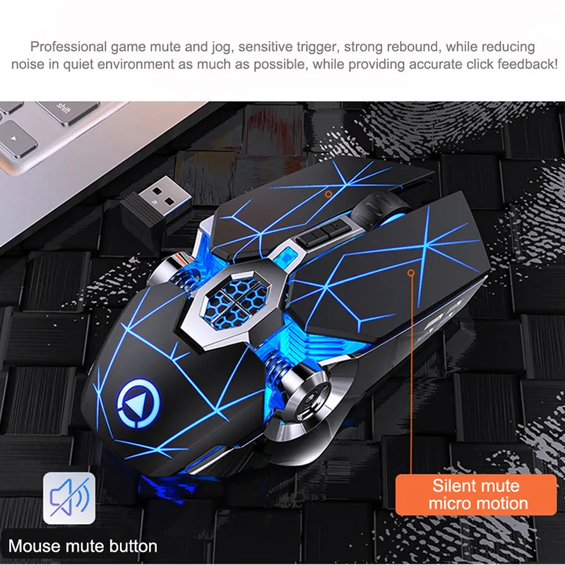 DHgate.com:VAORLO A7 Rechargeable Wireless Gaming Mouse with Mute Clicks | 2.4G USB Dongle ...