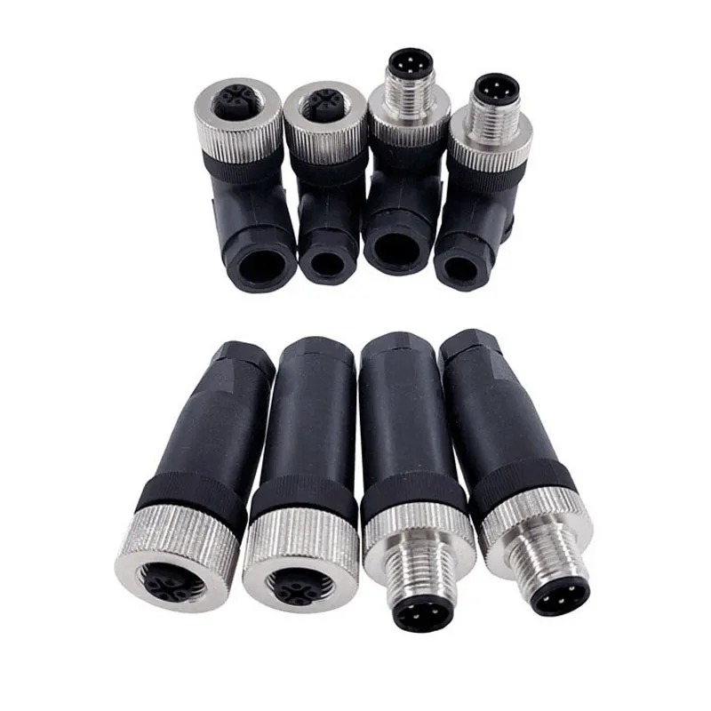 M12 Sensor Connector Kit: 4 & 5-Pin Waterproof Male & Female Plugs ...