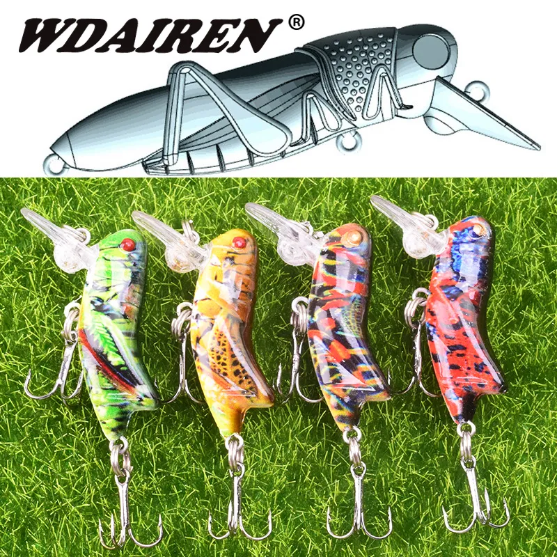 Grasshopper Fishing Lures - 4.5cm 3.5g Flying Wobbler Hard Bait ...