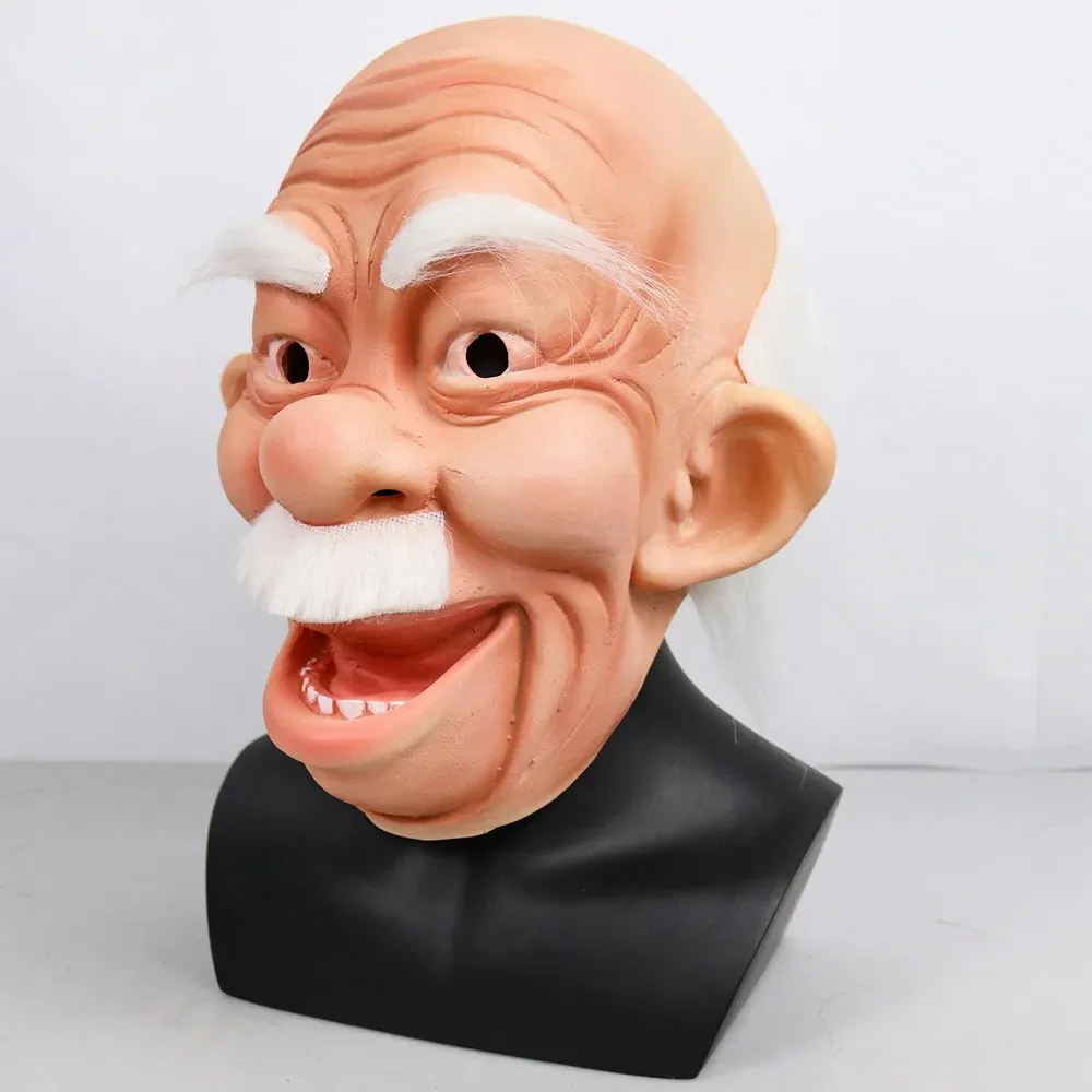 Realistic Bald Man Mask-Wrinkle Full Head Latex Helmet for Halloween ...
