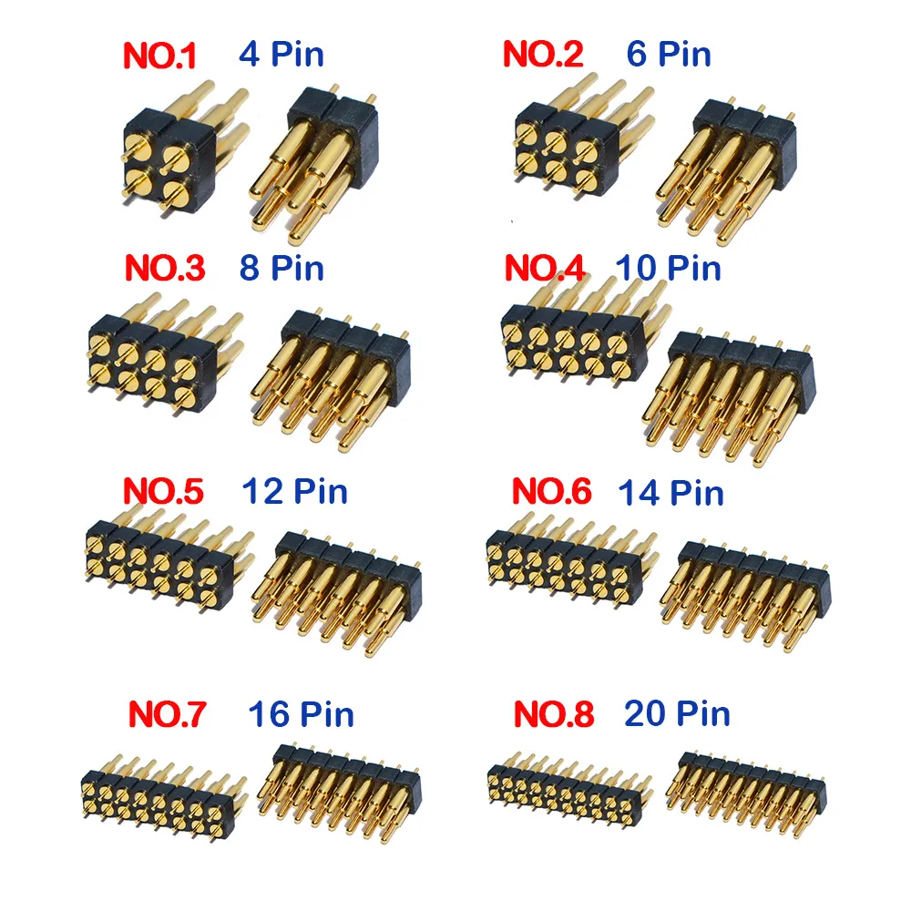 Spring Loaded Pogo 3 pin plugs Plug Set - 4-20 Pin, Dual Row Surface ...
