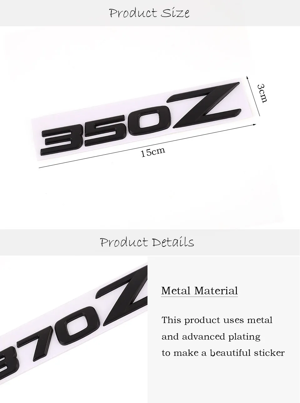 3D Metal Car Stickers For Nissan 350Z 370Z Fairlady Z Z3 Z34 Rear Logo ...