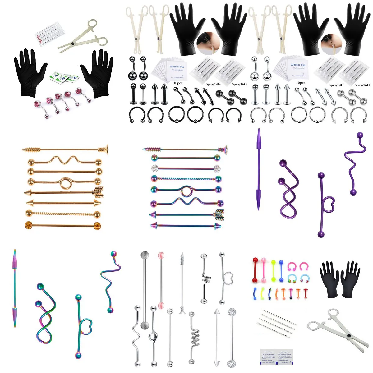 Body Puncture Kit Nasal Septum Navel Puncture Kit With Needle Bag Ear ...