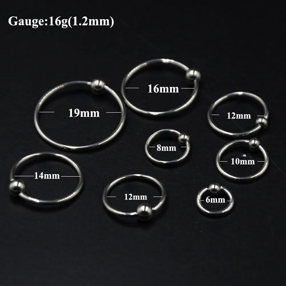 Surgical Steel Captive Bead Rings Set For Lip, Nipple, Eyebrow, Tragus ...