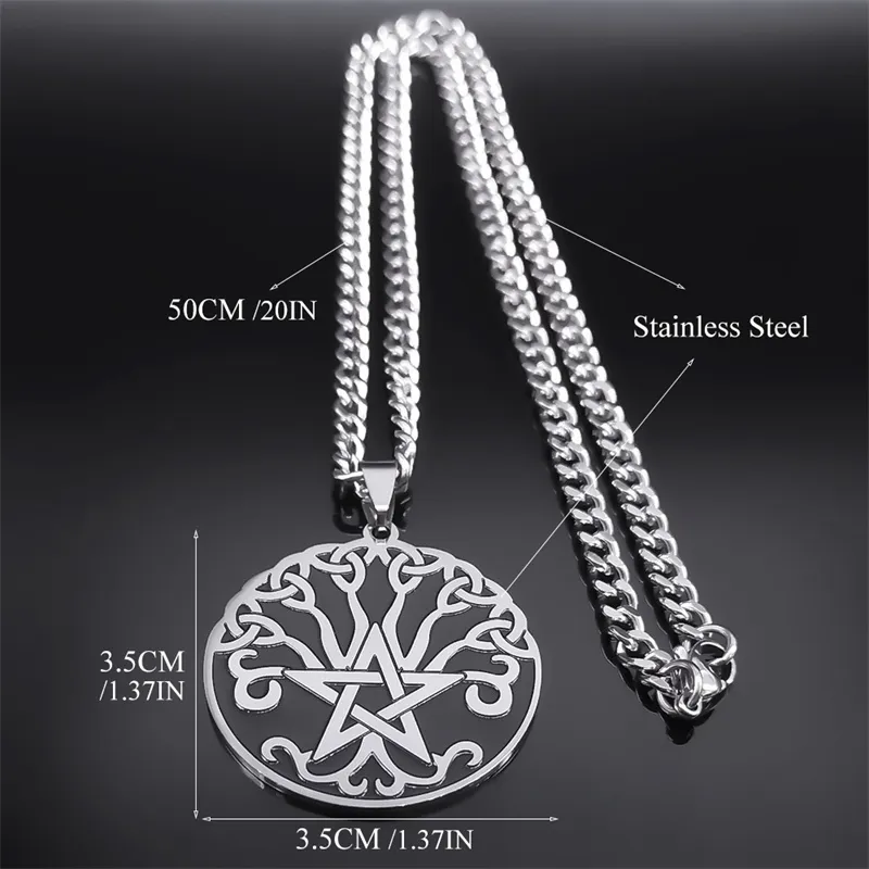 Silver Triquetra Celtic Knot Tree of Life necklace...