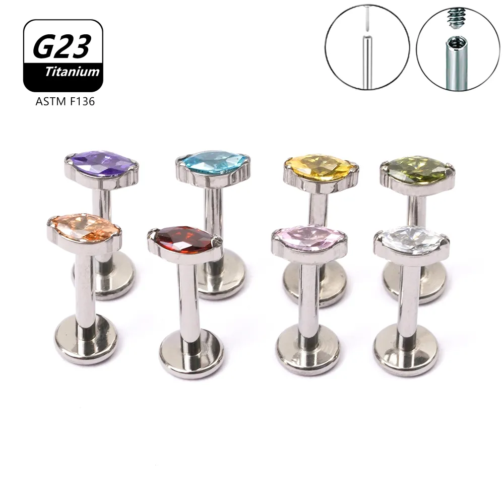 G23 Titanium Internally Threaded Body Piercing Jewelry Set for Nose ...