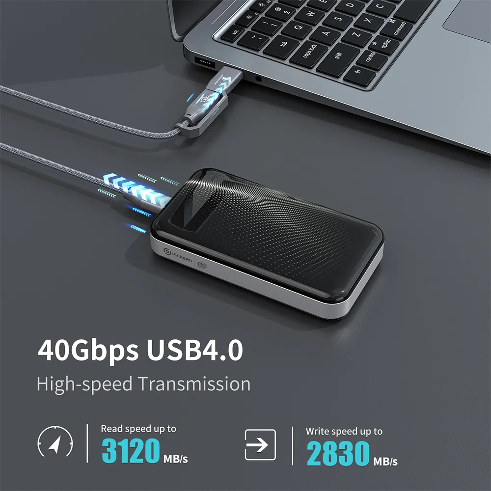 DHgate.com:PHIXERO 2TB Thunderbolt 4 Portable SSD, Up to 3150MB/s USB4 ...