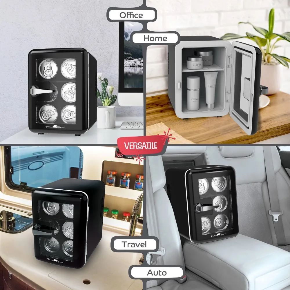 Retro Mini Fridge Cooler | 6.5in 4L Compact Refrigerator| Integrated ...