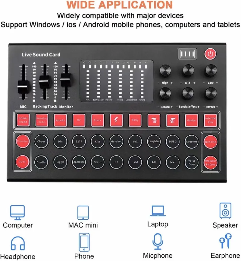 New M9 Sound Card Voice Changer: Multifunctional External USB Audio ...