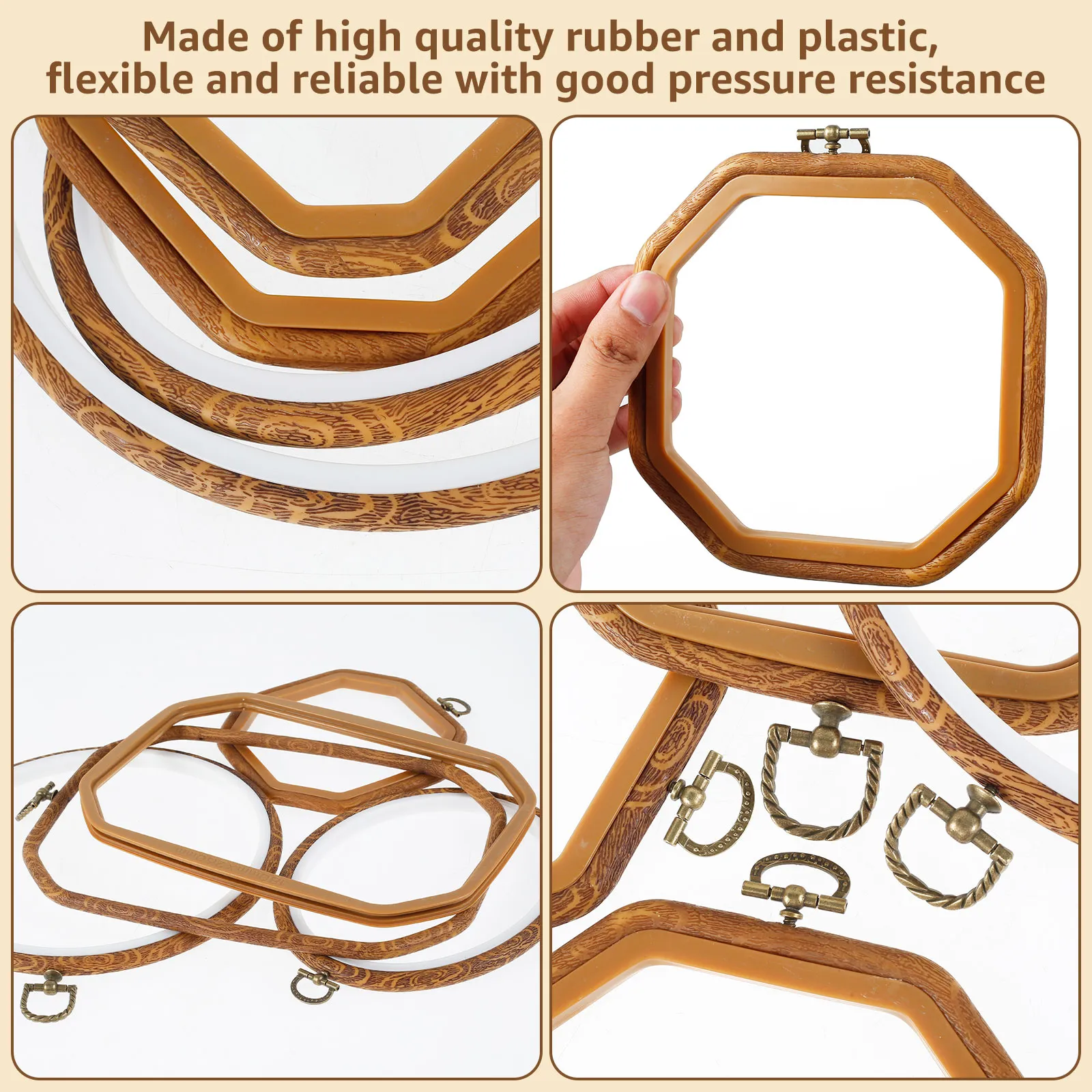Needlework Frames 3 Set Wooden Embroidery Hoop Frames - 8 Inch Round ...