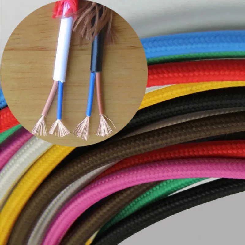 New 10M 2 Cord 0.75cm Colorful Vintage Retro Twist Braided Fabric Light ...