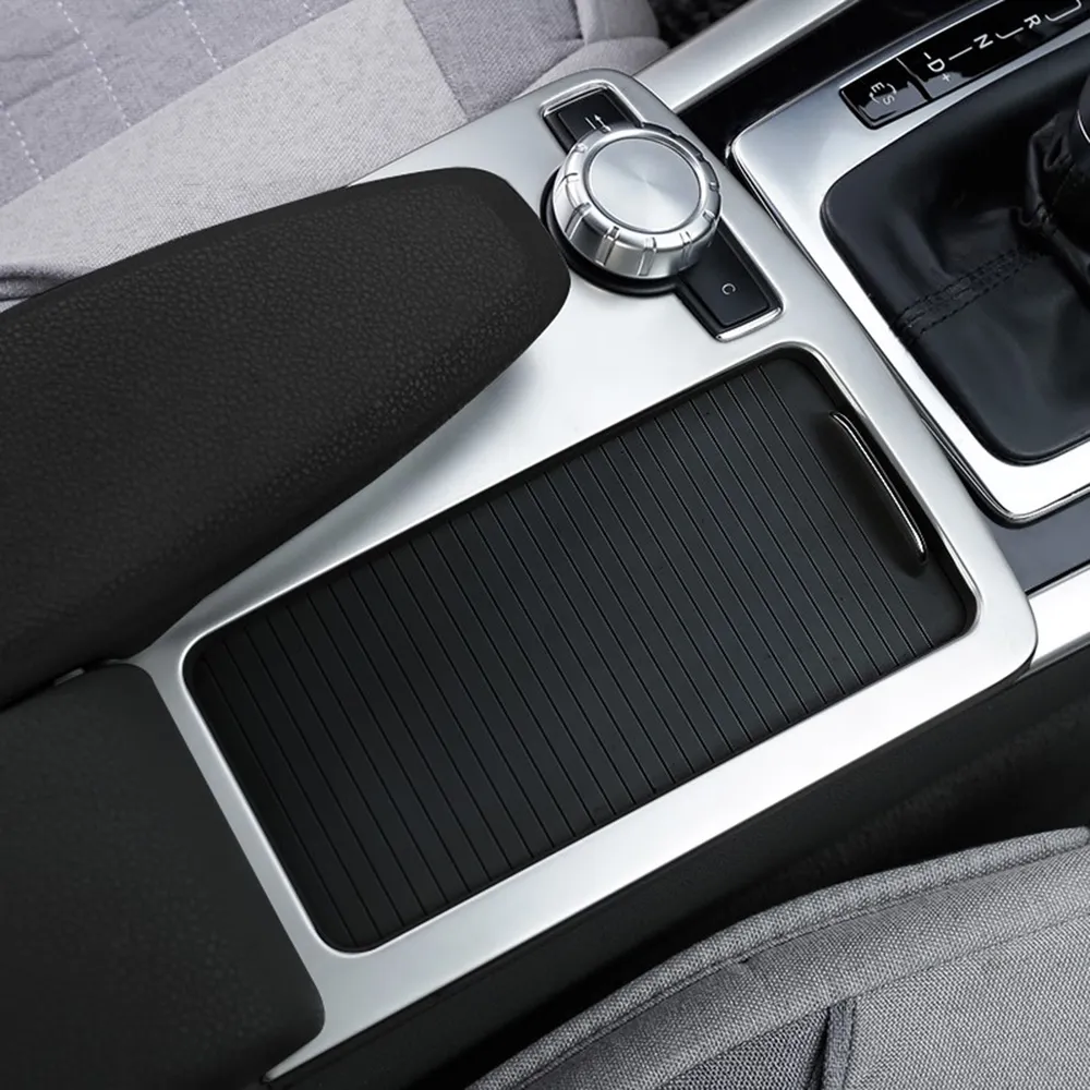Carbon Fiber Car Water Cup Holder Trim Cover Interior Armrest Panel Decorate Sticker for Mercedes Benz E Class AMG E63 W212 C207 E200 E250 E350 Coupe