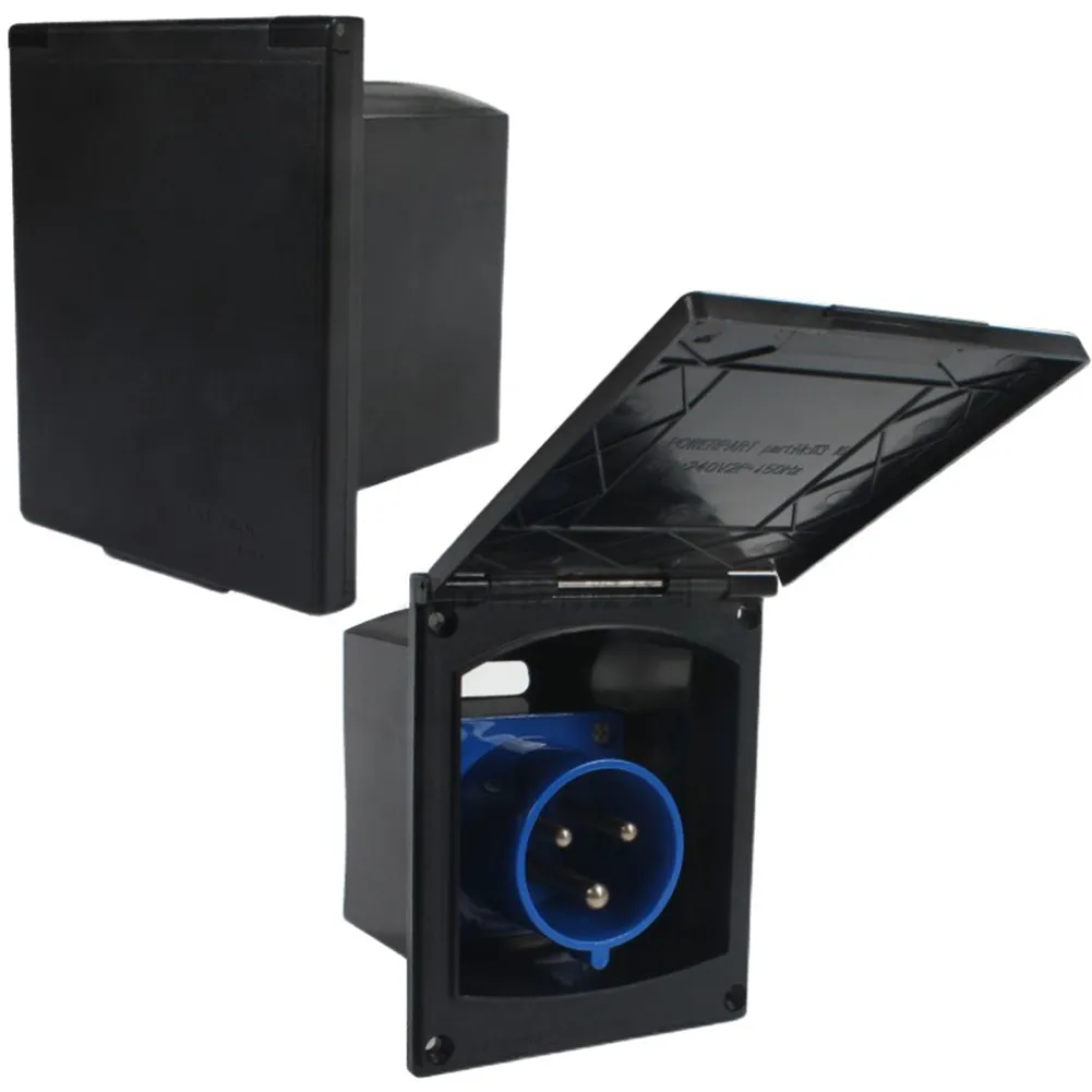RV Camper 220V 240V 16A Waterproof External Flush Hook Up Plug Socket ...
