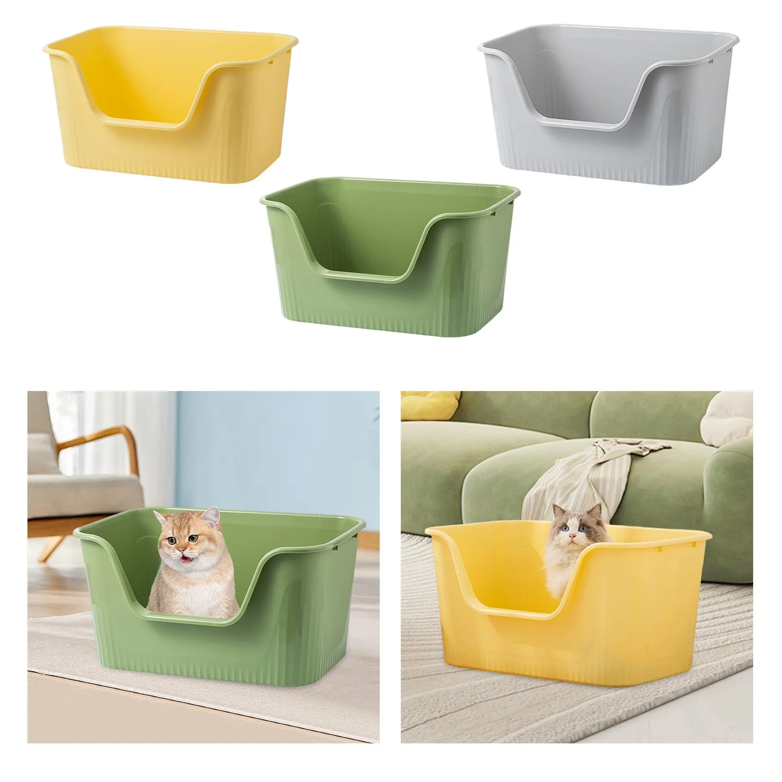 Optimized Product Title: Splashproof Open Top Stackable Litter Box Box ...