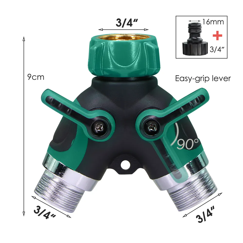 Heavy-Duty 2-Way Metal Garden Hose Splitter with Rubberized Grip ...