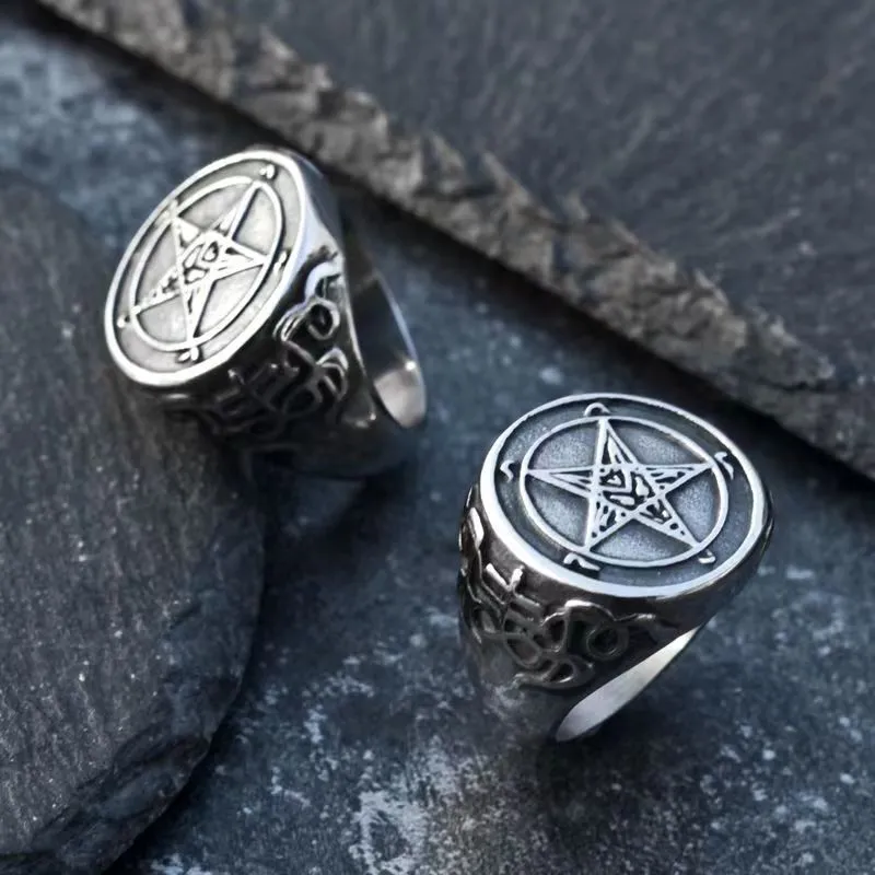Devil Satan Pentacle Ring Baphomet Goat Goth Punk... From Ddmyday, $18. ...