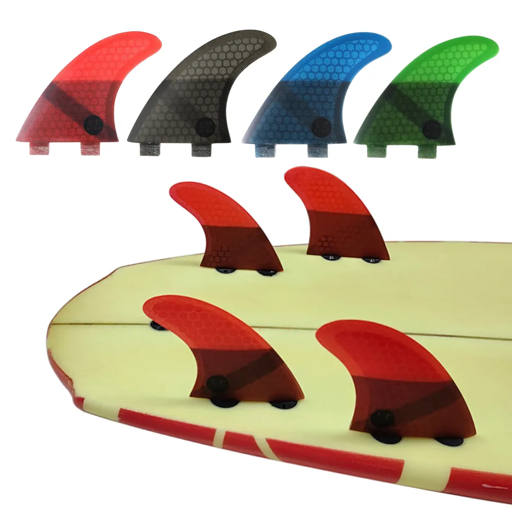 UK2.1 Quad Fins Surfboard Fins Set Fiberglass Honeycomb Double Tabs ...
