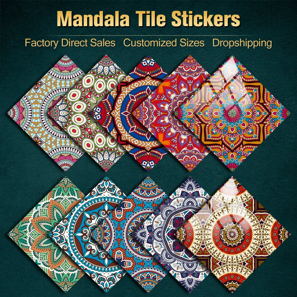15cm Peel and Stick Waterproof Mandala Tiles Sticker for Kitchen ...
