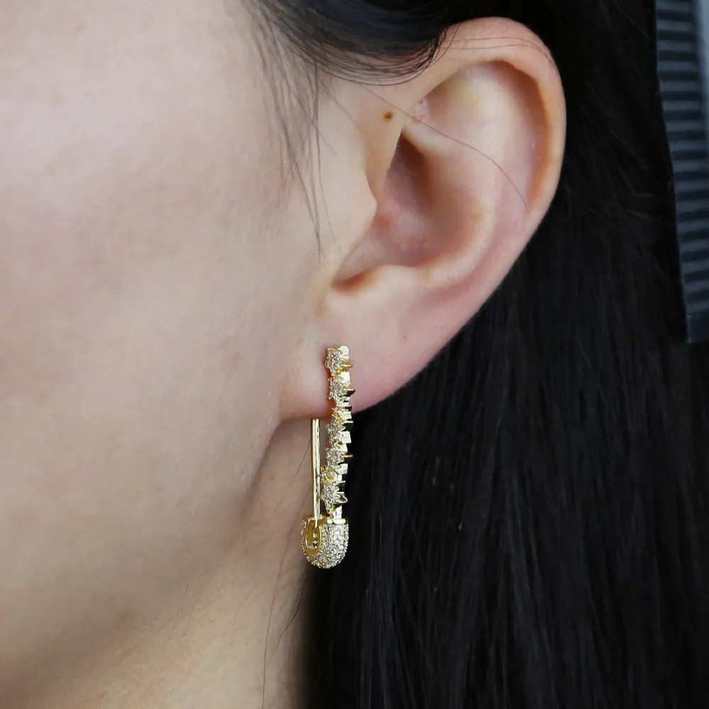 DHgate.com:Gothic Starlet Safety Pin Stud Earrings: Gold Metal ...