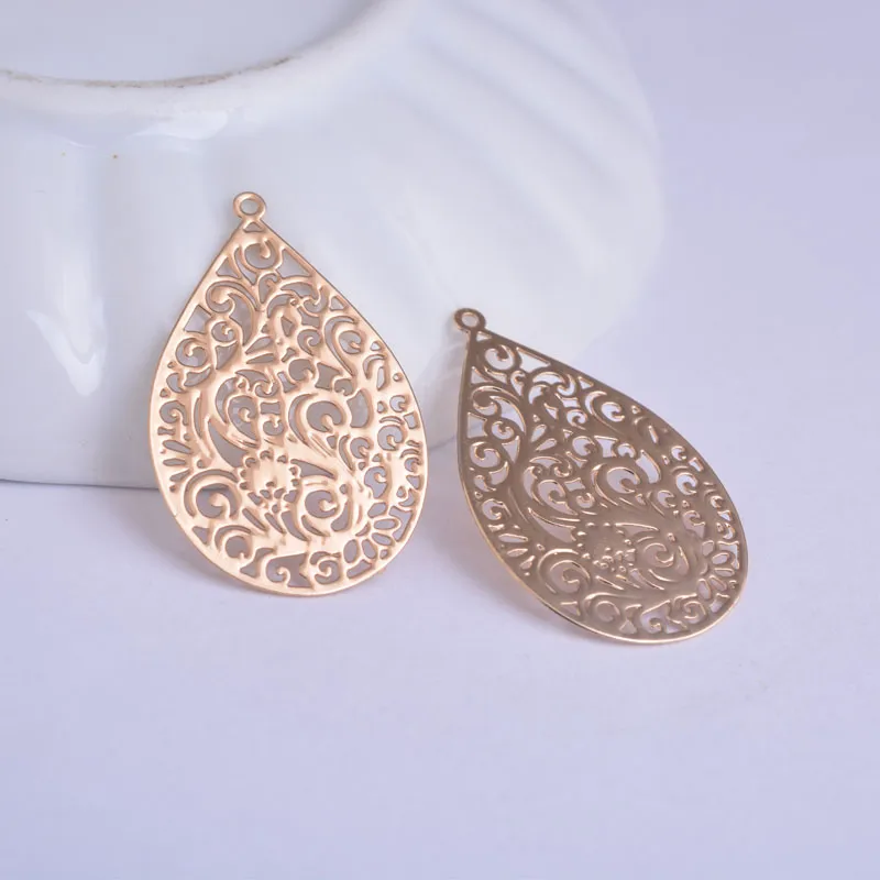 Water Drop Jewelry: Gold Tone Filigree Teardrop Charms 18x30mm Brass ...