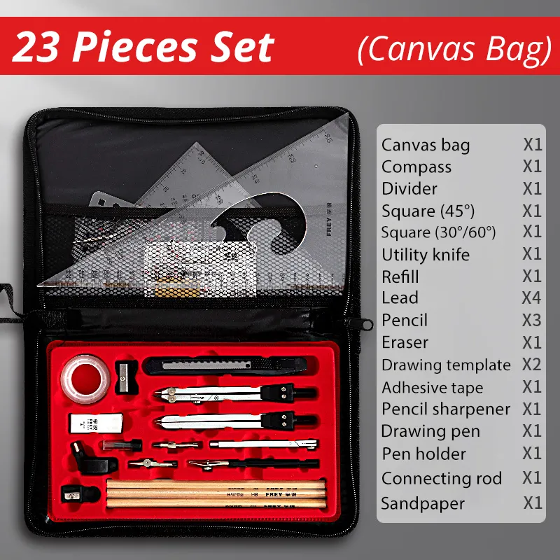 Professional Geometry Drawing Compass Set with Eraser, Ruler, and ...