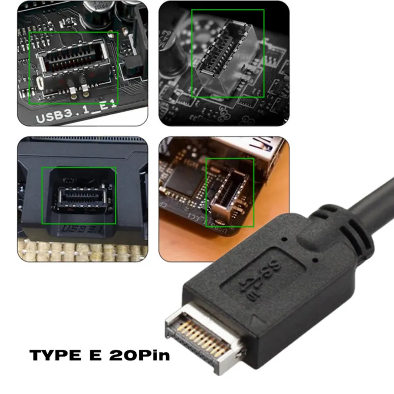 USB C Male Connector To Front Panel Type E Cable, 20 Pin To USB 3.1 ...