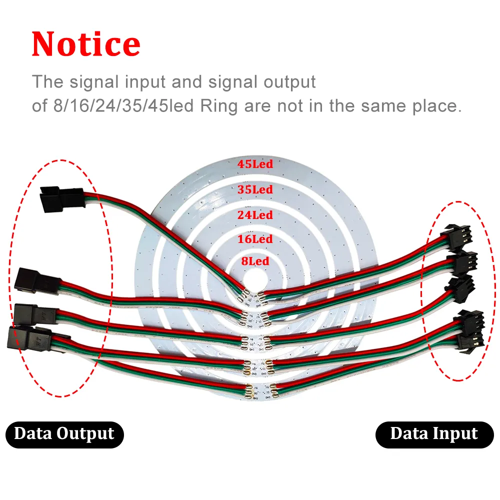 DC5V WS2812B Individually Addressable RGB Round LED Ring Light for ...