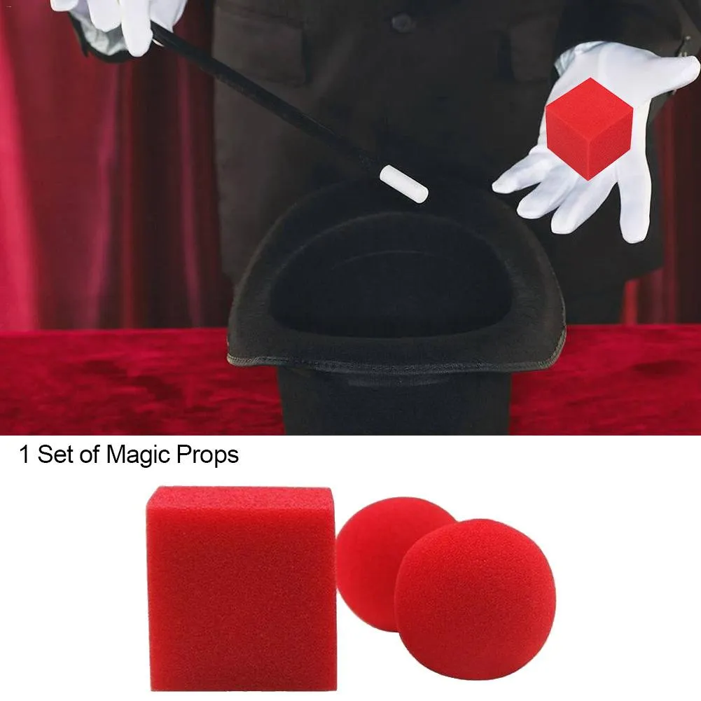 Magic Red Ball To Square Sponge Trick Set Fun Stage Close Up Magic ...