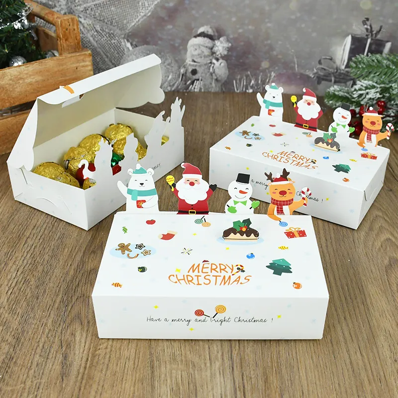 Merry Christmas Kraft Paper Candy Box Cookie Gift Packaging Box Kids ...