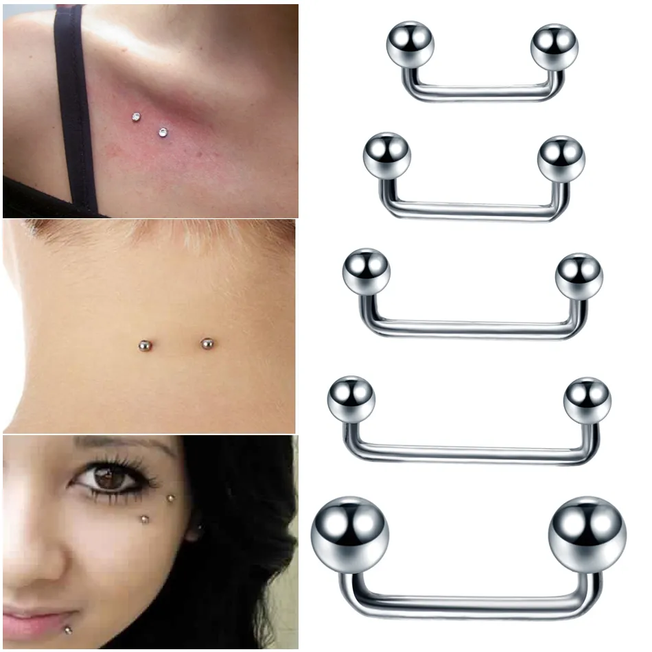 Surface Body Piercing Titanium Internally Threaded Surface Barbells With Balls Microdermal ...