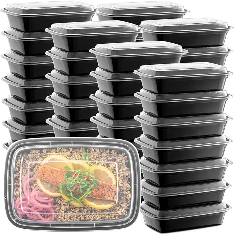 10-Pack Disposable PP Plastic Food Storage Containers With Lids, Clear ...