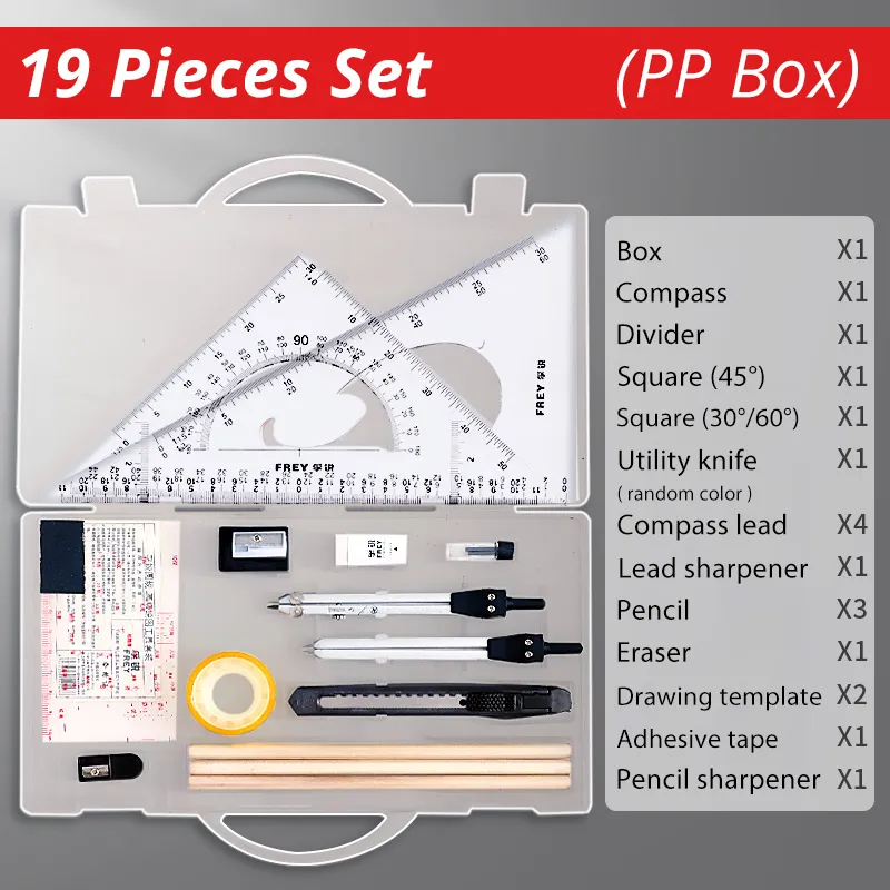 Professional Geometry Drawing Compass Set with Eraser, Ruler, and ...