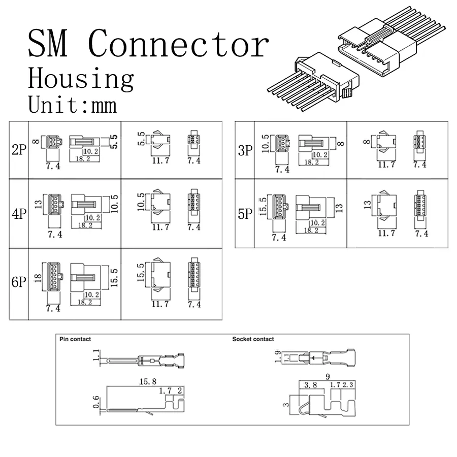 DHgate.com:JST SM 2.54mm Female Male Header Connector Plug Housing ...