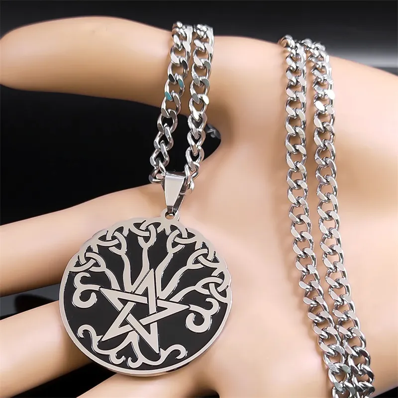 Silver Triquetra Celtic Knot Tree of Life necklace...