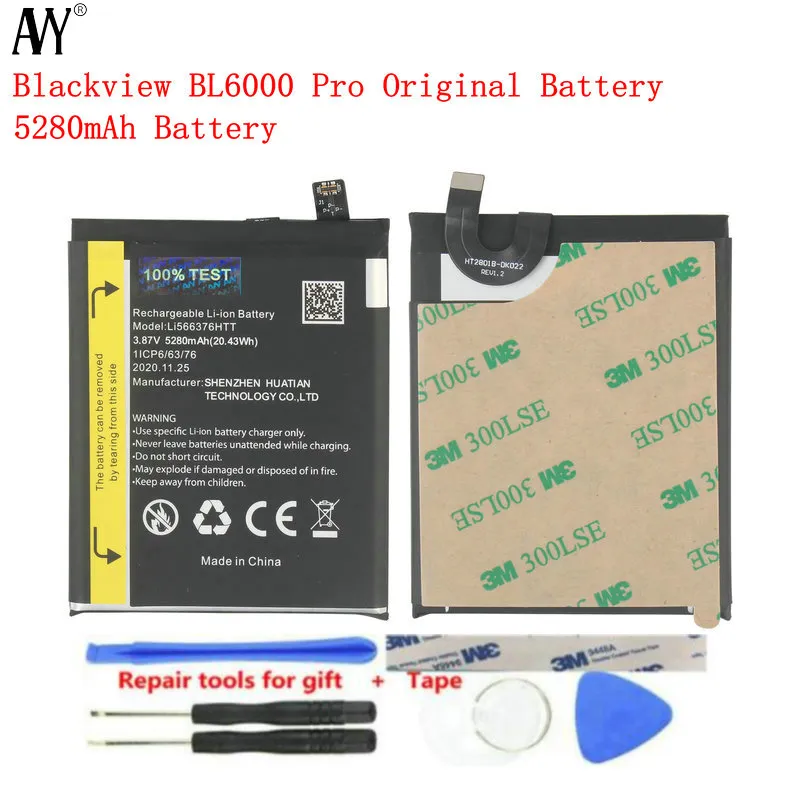Blackview BL6000 Pro Battery, Original 5280mAh IP68 Waterproof Mobile ...