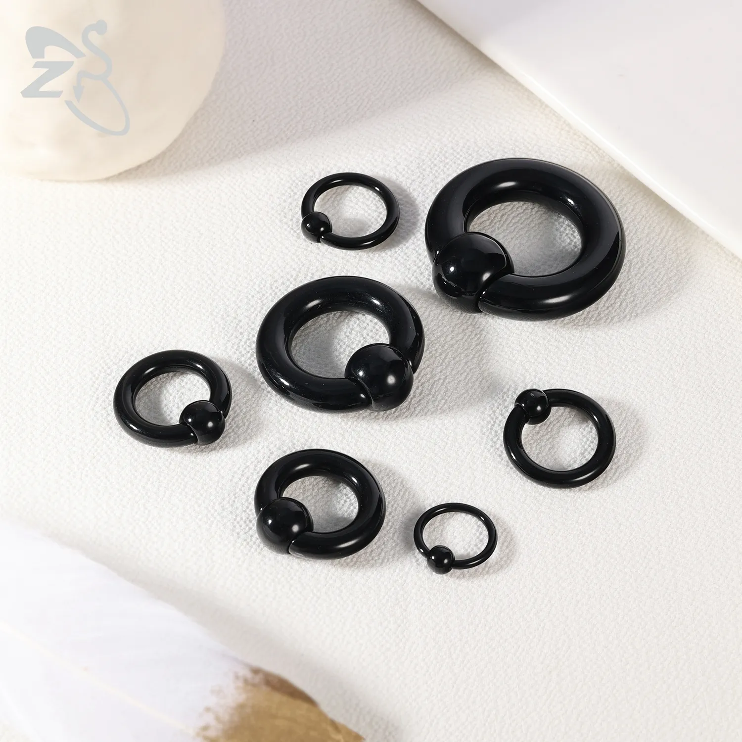 Captive Bead Acrylic Ear Plug & Tunnel Black Gauges Ear Stretchers 3 ...