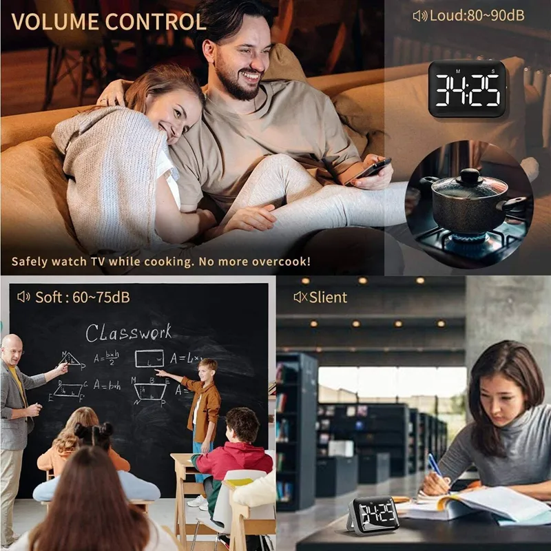 2X Digital Kitchen Timer, Magnetic Large LED Display Loud Beep Count Up Countdown Cooking Timer ...