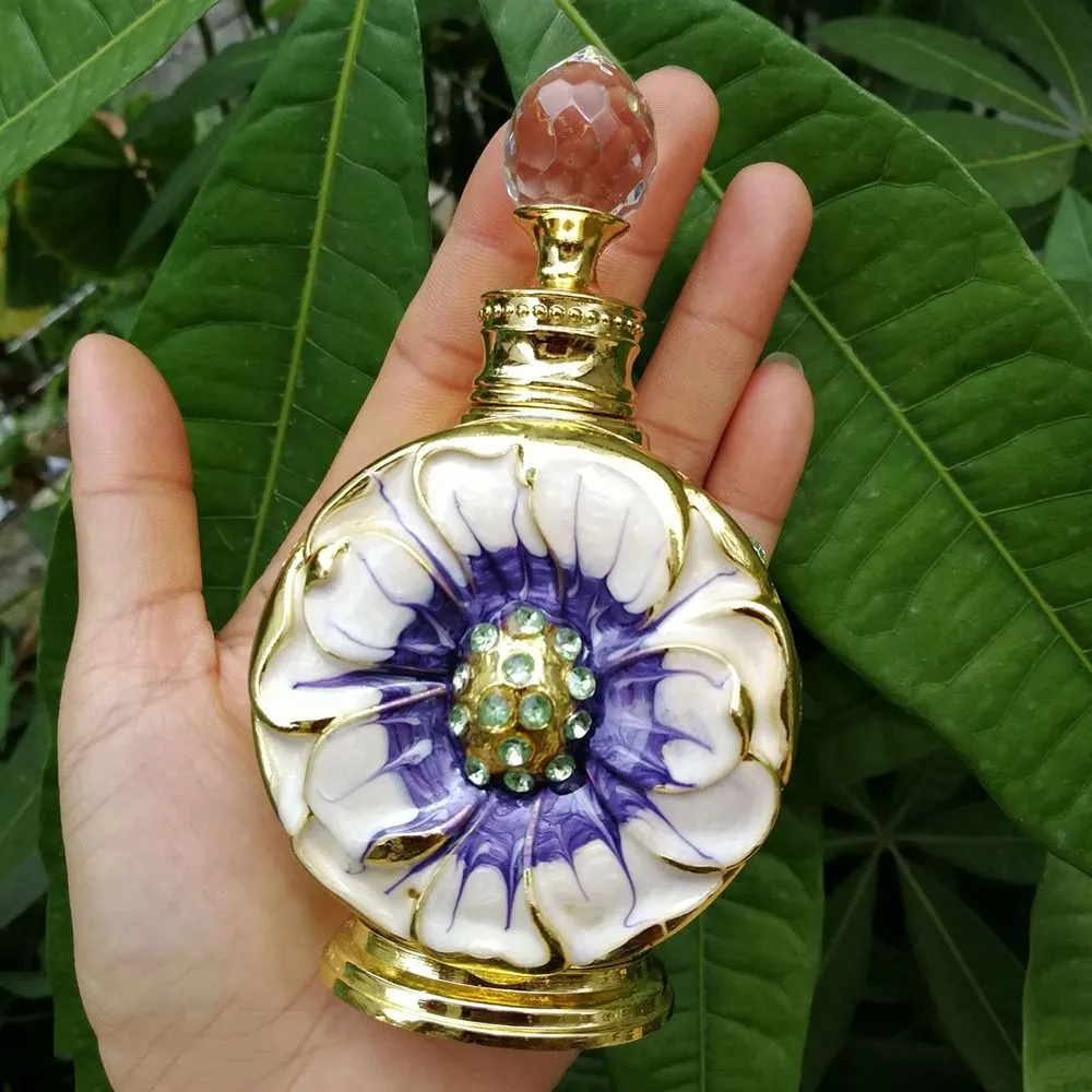 Fragrance Bottle Crystal Desert Flower Refillable Essential Oil Dropper ...