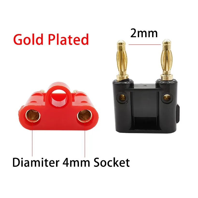 2/Gold-Plated 4mm Double Row Banana Plug Male Cross Connector Speaker ...