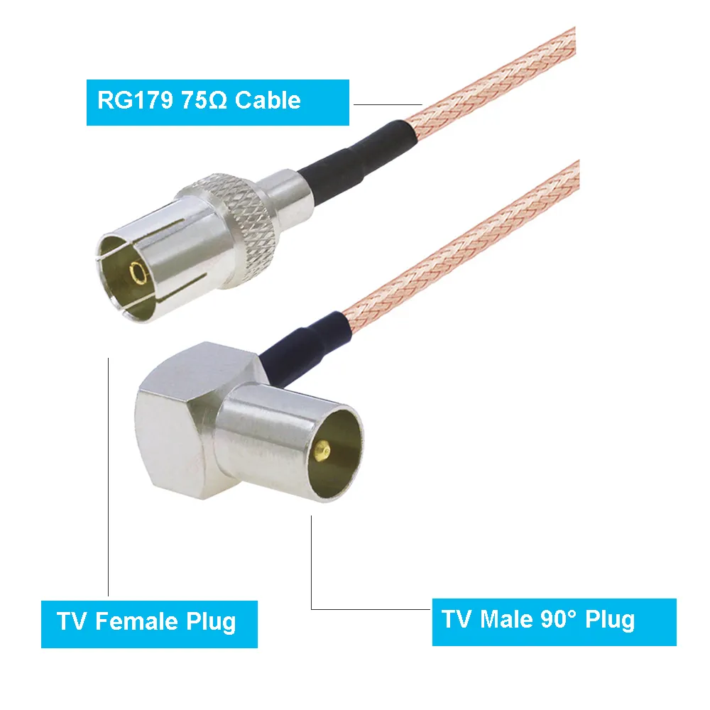 DHgate.com:2024 RG179 TV Antenna Coax Cable with 75 Ohm TV Male to Female Adapter for TV Aerial ...