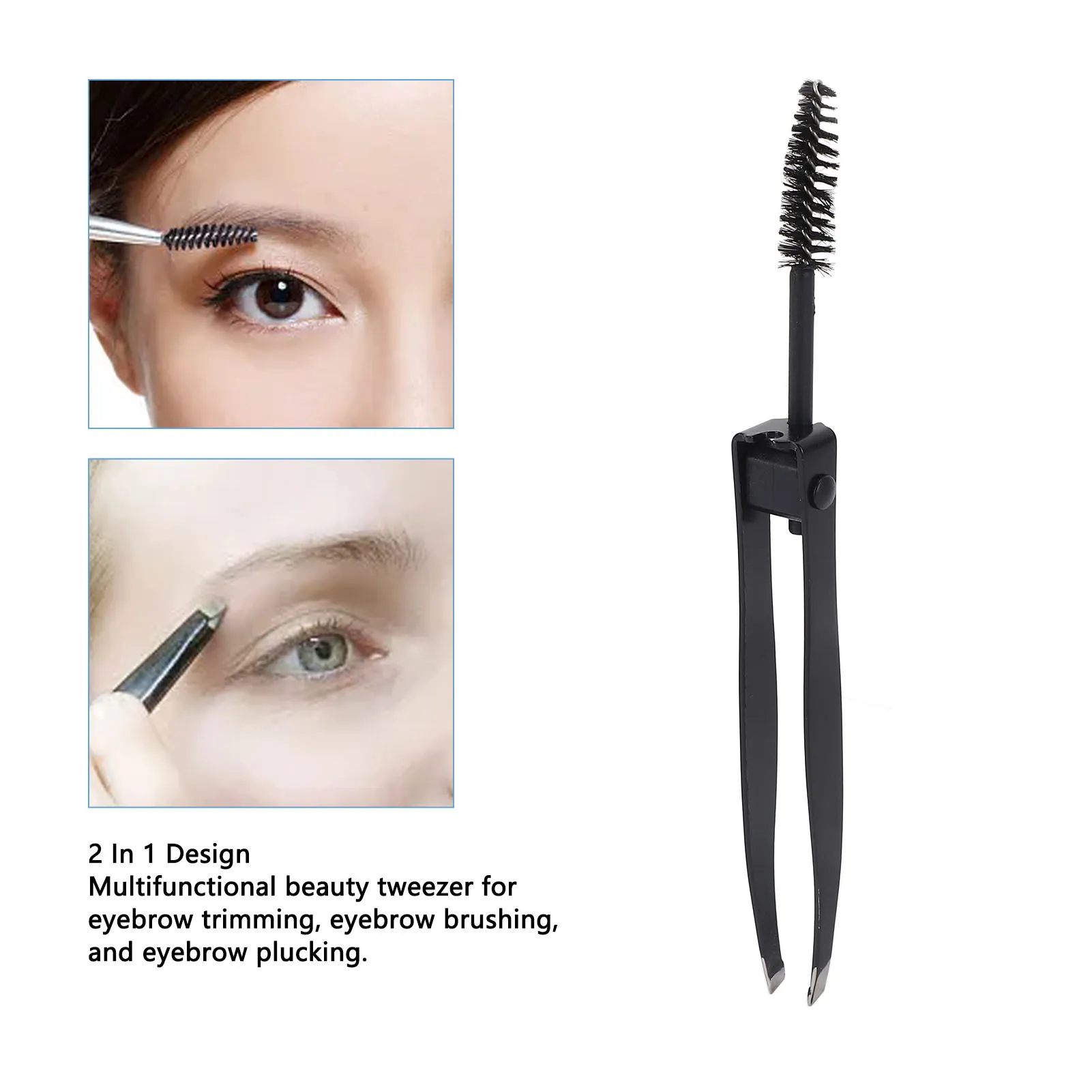 Multifunctional Eyebrow Tweezer and Comb Set Black | 2-in-1 Grooming ...