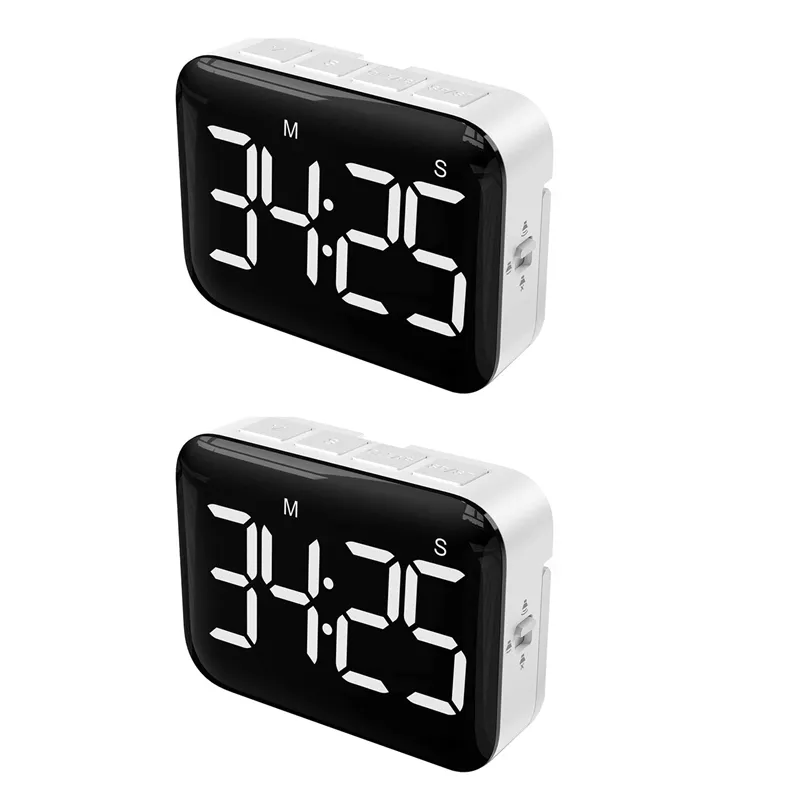 2X Digital Kitchen Timer, Magnetic Large LED Display Loud Beep Count Up ...