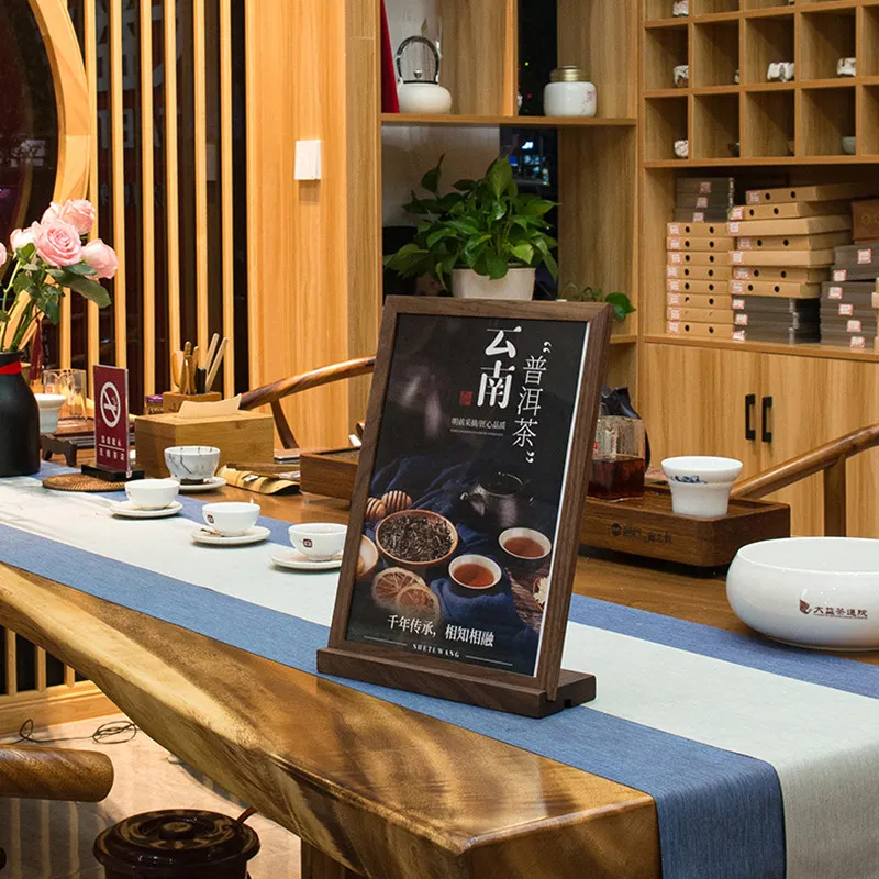 Wholesale Wooden Walnut A6 Table Stand For Menu, Paper Sign Holder ...